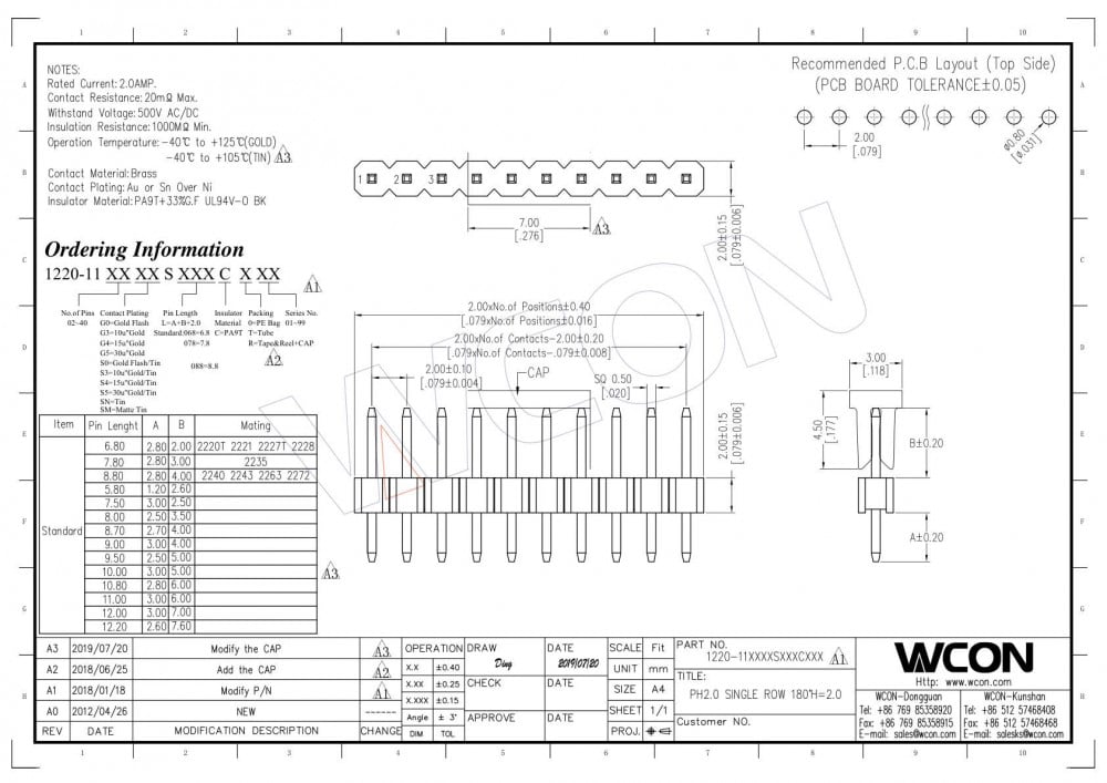 WCON 1220-1104G0S110C001 technical drawing preview