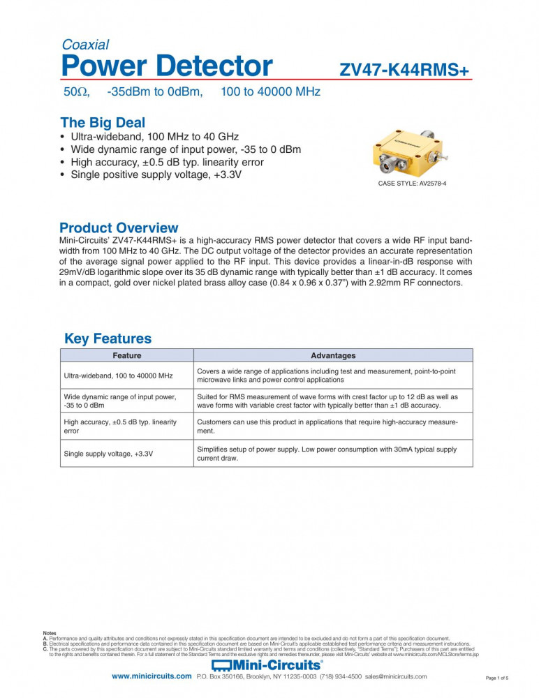 ZV47-K44RMS+ datasheet page 1