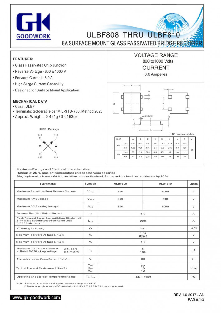 GOODWORK ULBF810 datasheet page 1