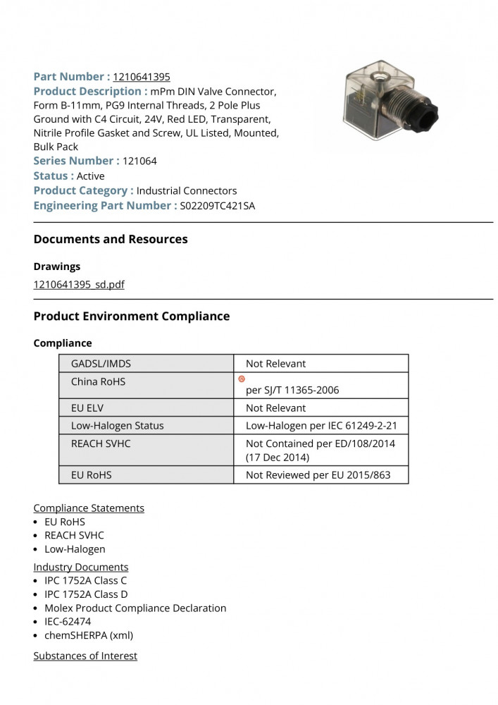 Molex S02 series technical drawing page 1