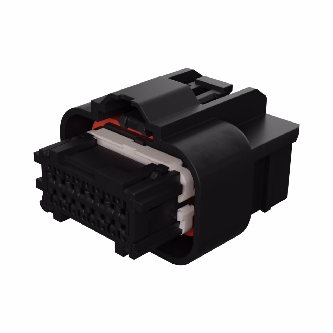 Mini50 Sealed Receptacle Housing, Dual Row, without CPA, 16 Circuits, Polarization Option A, Black for sale