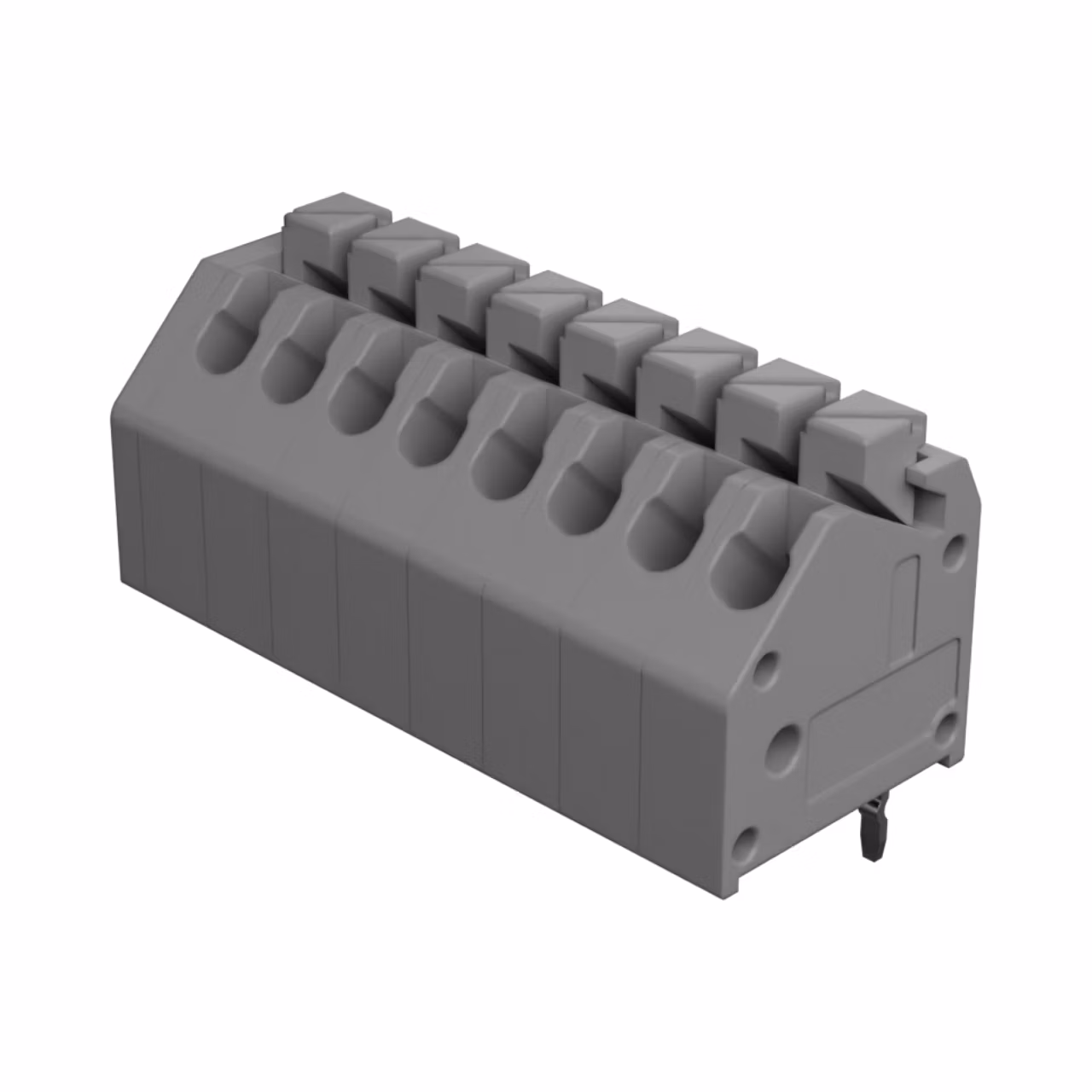 Eurostyle Fixed-Mount Push-Button Terminal Block, 3.50mm Pitch, 45° Modular, 8 Circuit, 5A, 20-16 AWG, Light Gray for sale