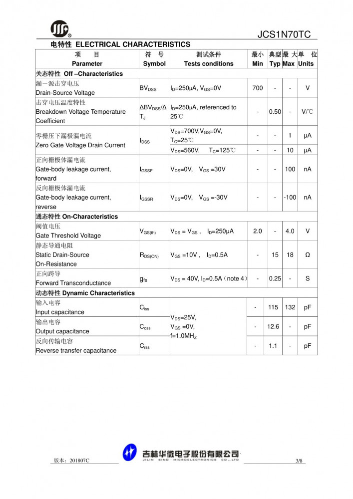 JCS1N70TC datasheet page 3