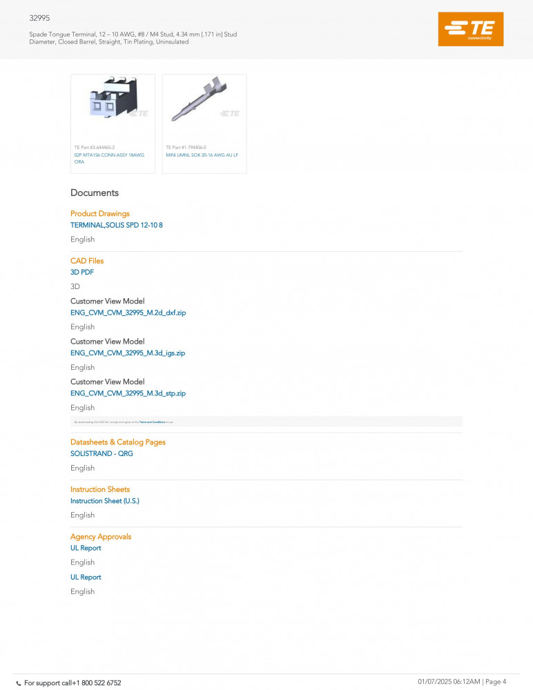 TE Connectivity 32995 technical document page 4