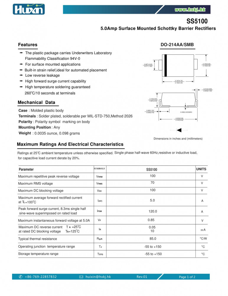 Huixin SS5100 datasheet page 1