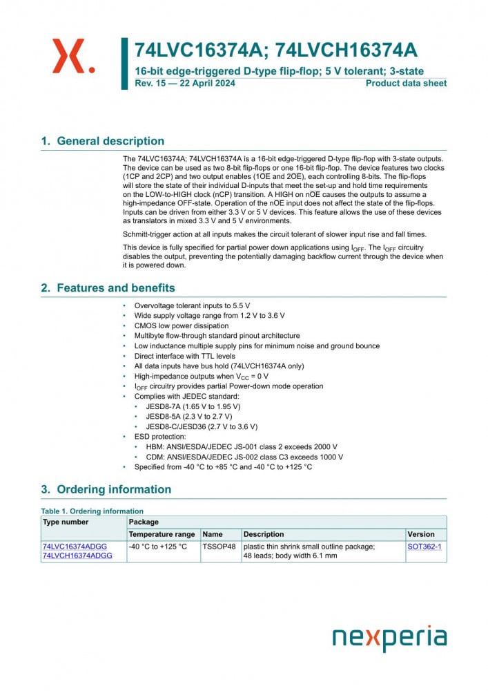 Nexperia datasheet page 1