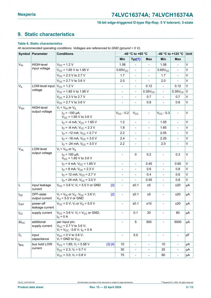Nexperia datasheet page 5