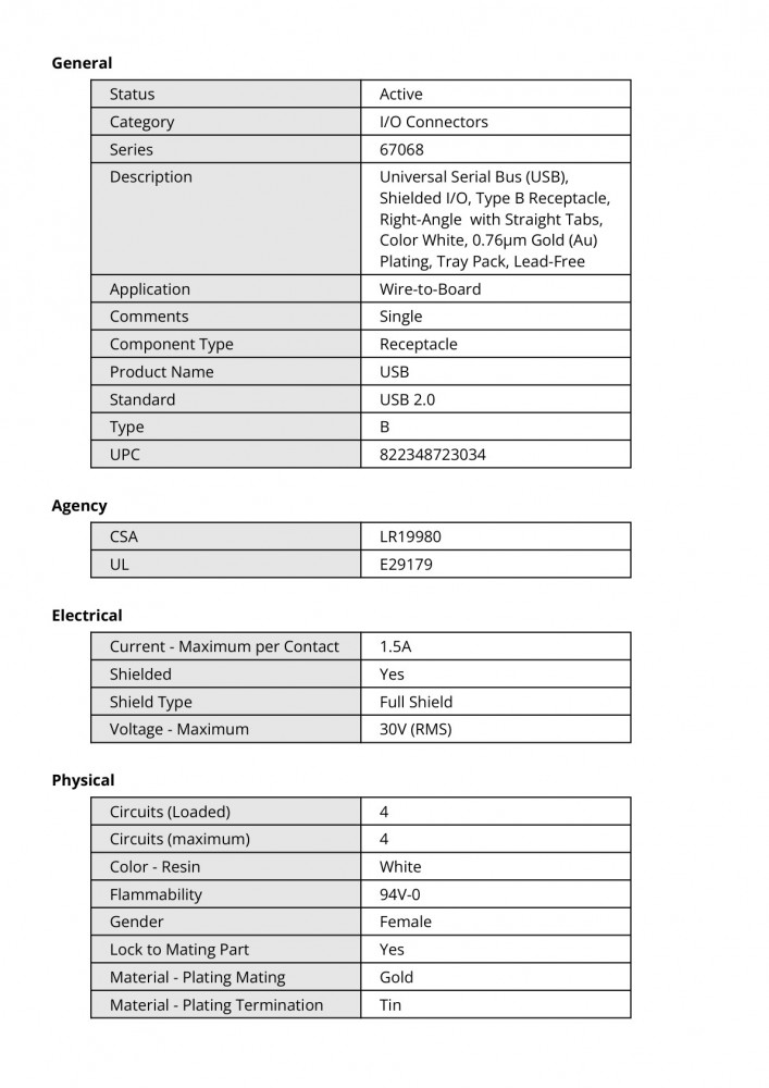 MOLEX 670689011 product document, page 2