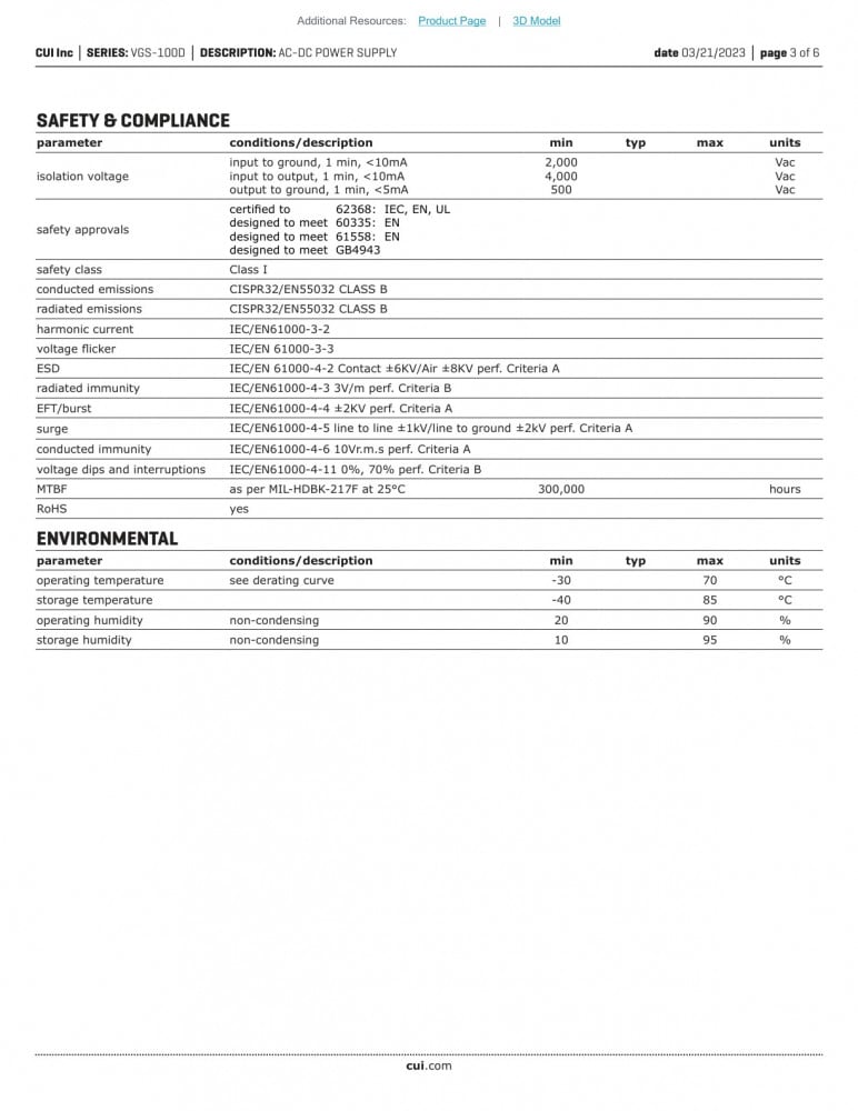 CUI VGS-100D datasheet page 3