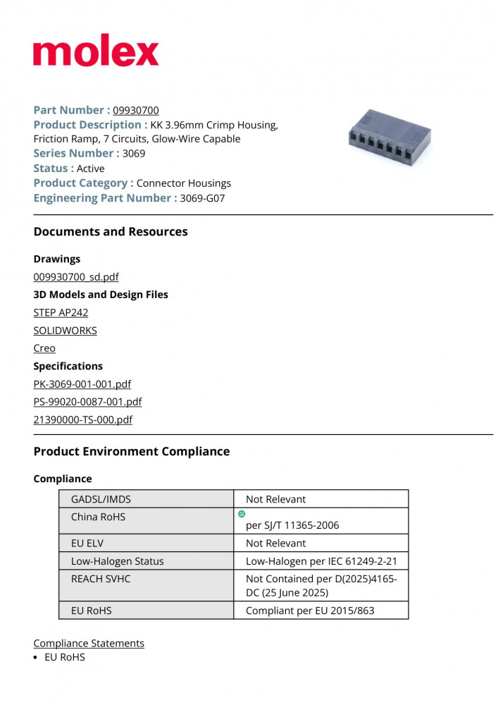 MOLEX connector document page 1