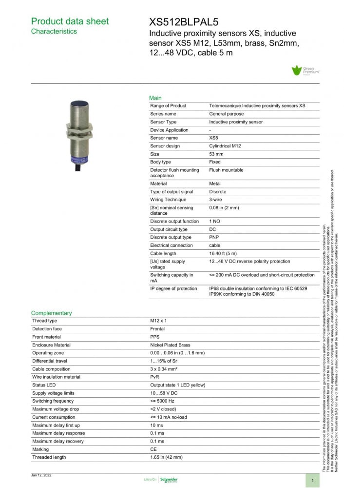 XS512BLPAL5 technical document page 1