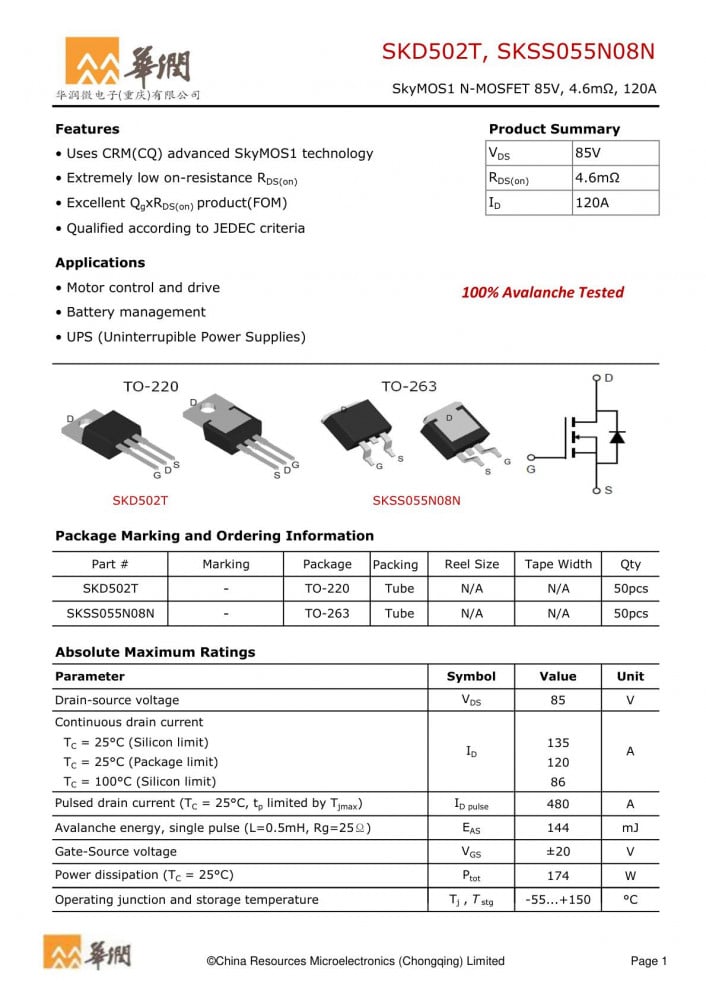 SKD502T datasheet page 1