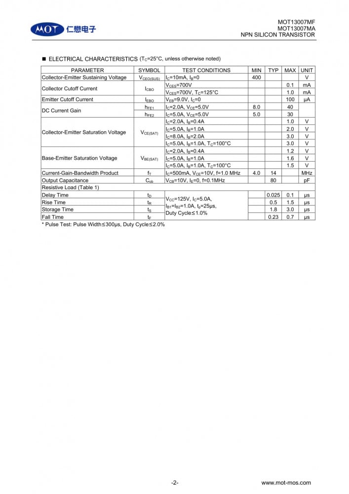 MBR13007MF datasheet page 2