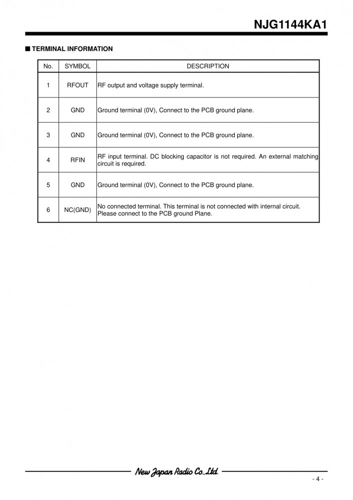 NJG1144KA1-TE1 datasheet page 4