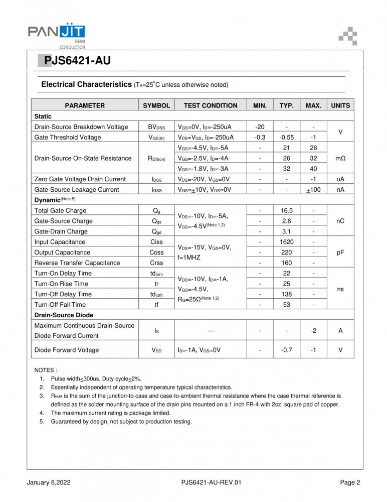 PJS6421-AU datasheet page 2