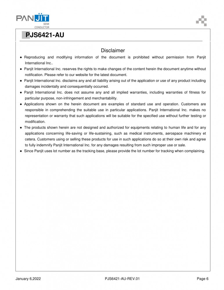 PJS6421-AU datasheet page 6