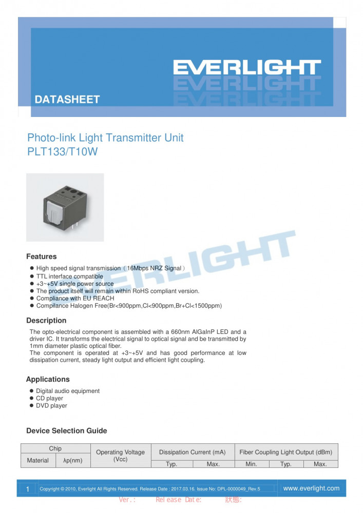 PLT133/T10W document page 1
