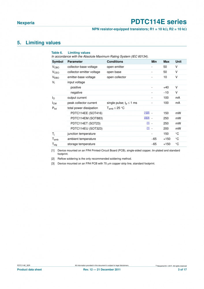 PDTC114EU technical document page 3