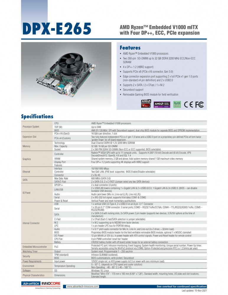 DPX-E265 product documentation page