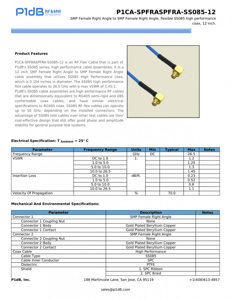 P1CA-SPFRASPFRA-SS085-12 technical document page 1