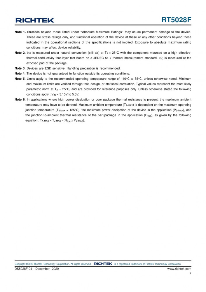 RT5028F datasheet page 7
