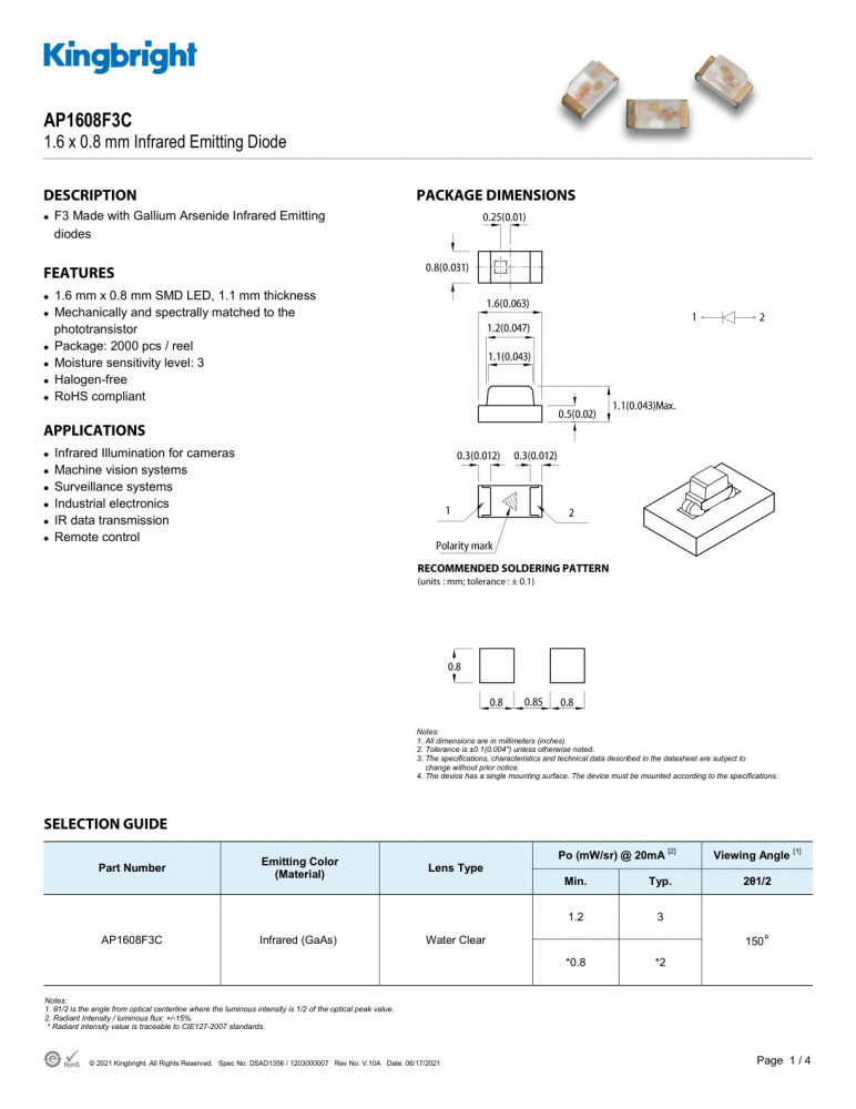 AP1608F3C datasheet page 1