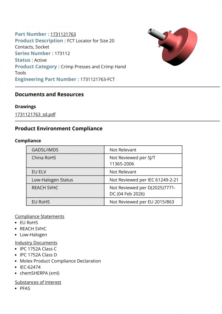 MOLEX 1731121763 drawing page 1