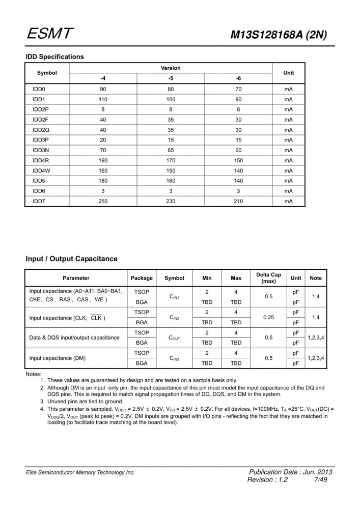 M13S128168A-5TG2N datasheet page 7