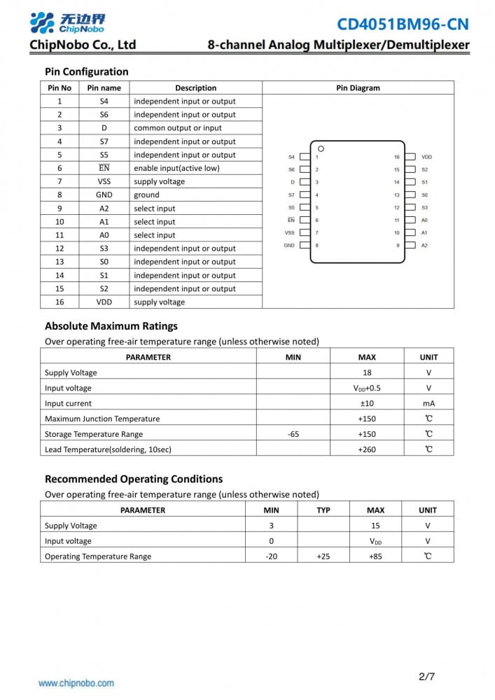 CD4051BM96-CN datasheet page 2