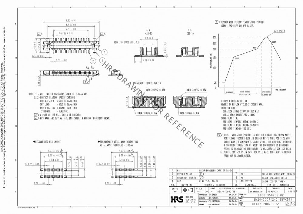 HRS BM24-30DP/2-0.35V(51) technical drawing page 1