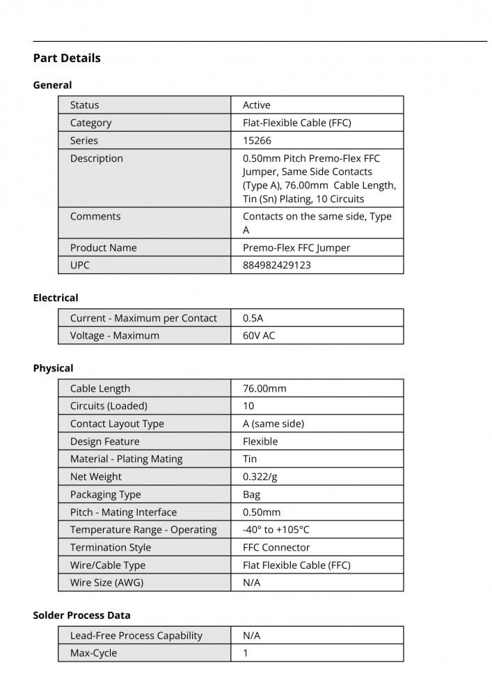 Molex 15266 product specification page 2