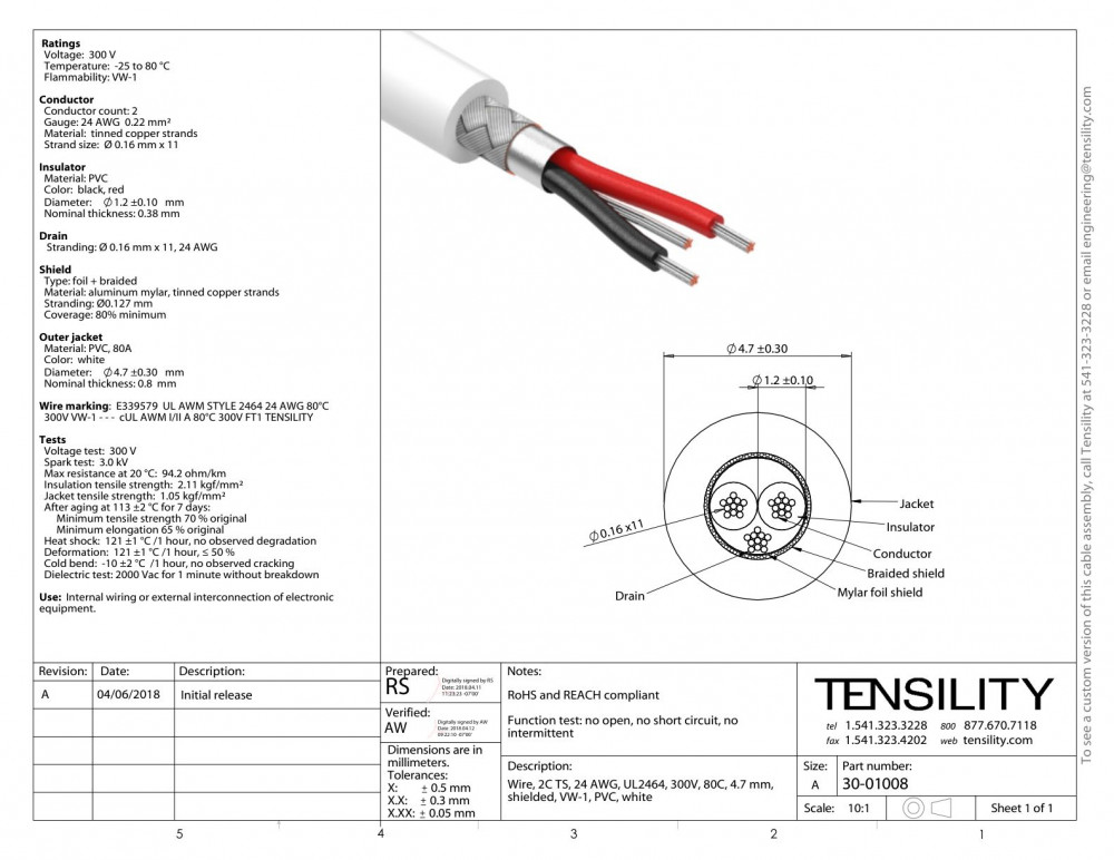 Tensility International 30-01008 product drawing
