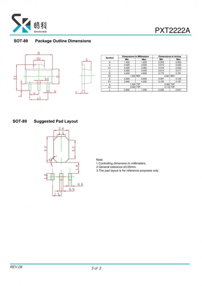 PXT2222A datasheet page 3