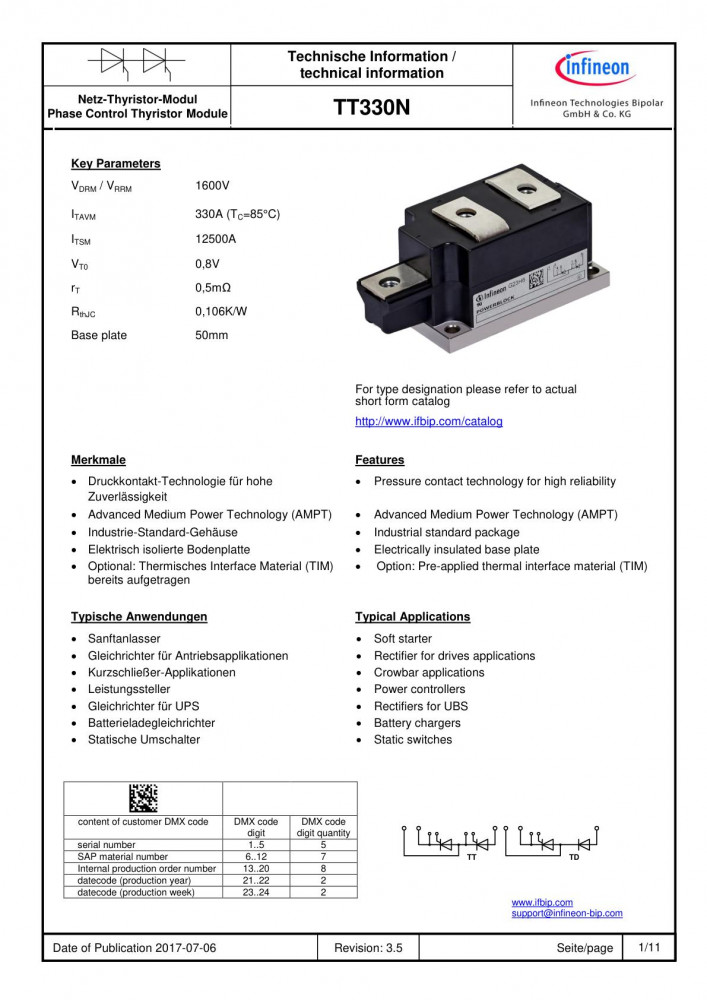 TD330N16AOF technical document page 1