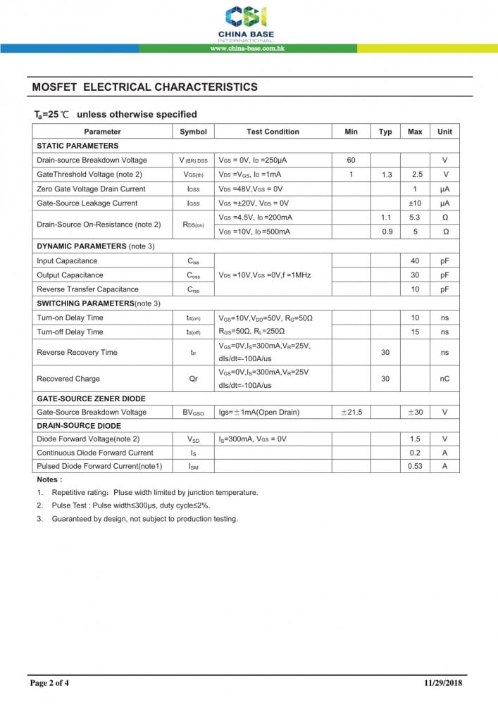 CBI 2N7002KT datasheet page 2