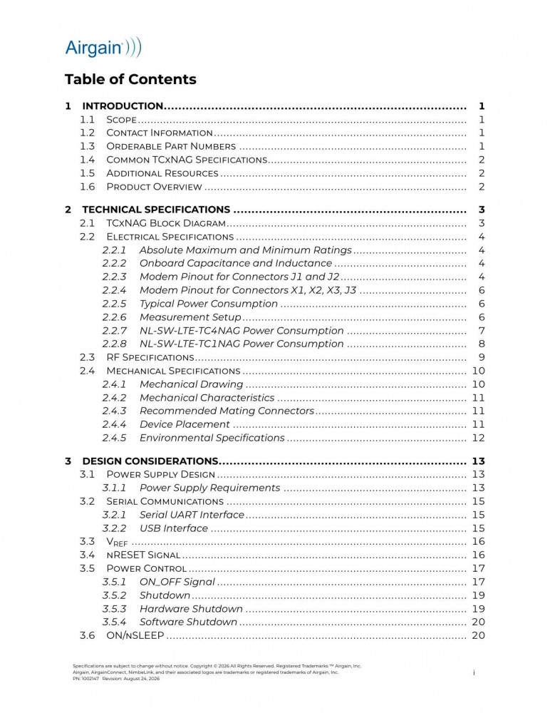 NL-SW-LTE-TC1NAG datasheet page 3
