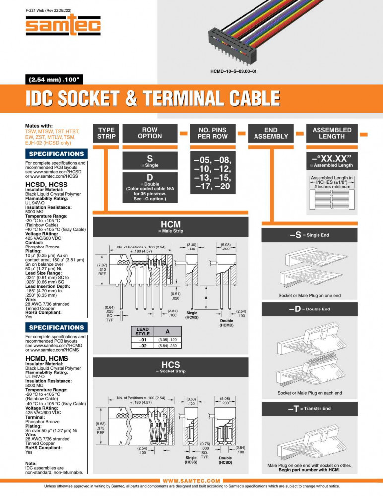 Samtec HCSD series technical document page 1