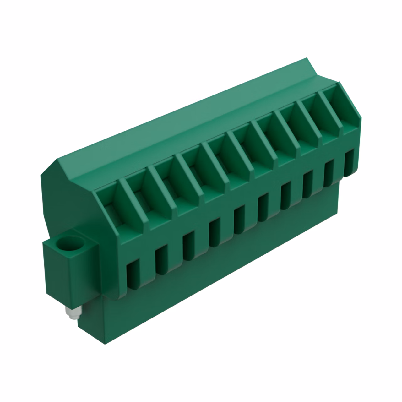 5.08mm Pitch Eurostyle 45° Wire Entry Plug, with Mounting Ends, 10 Circuits, Green for sale