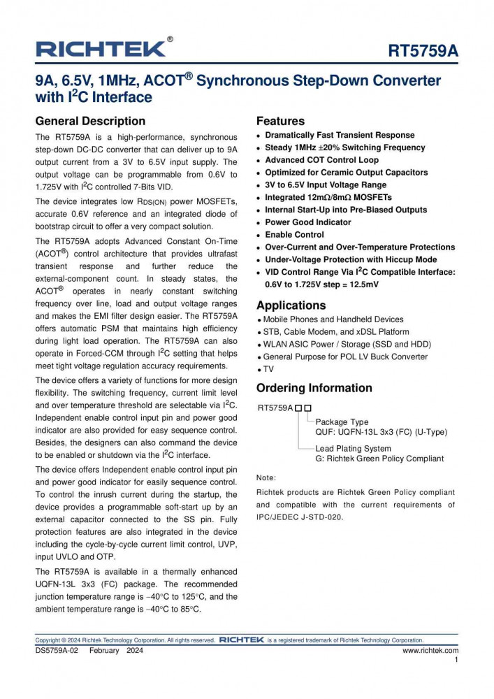 RT5759A datasheet page 1