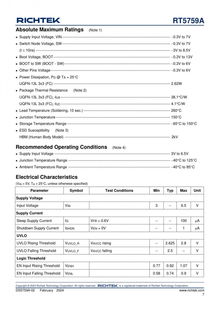 RT5759A datasheet page 7
