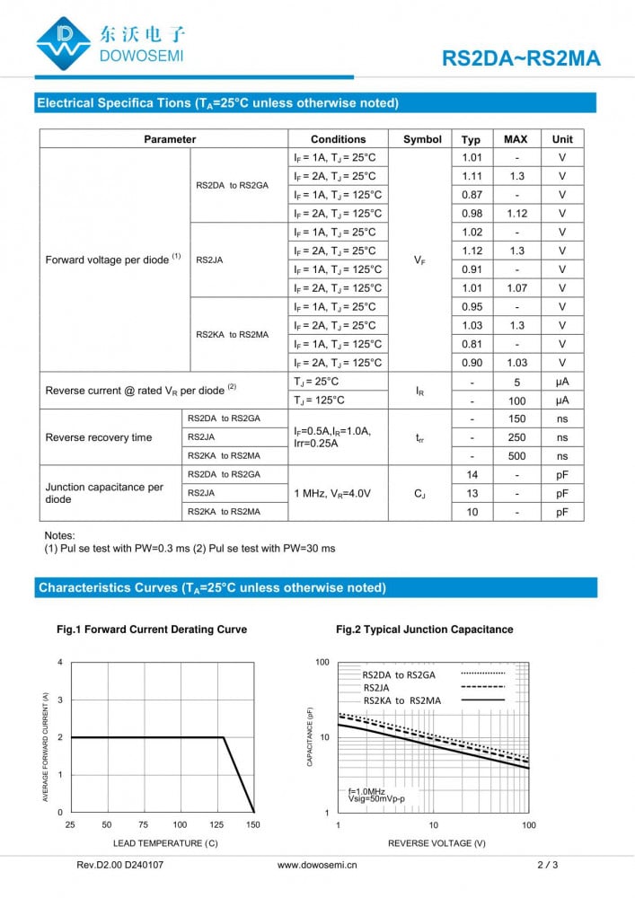 DOWO RS2MA datasheet page 2