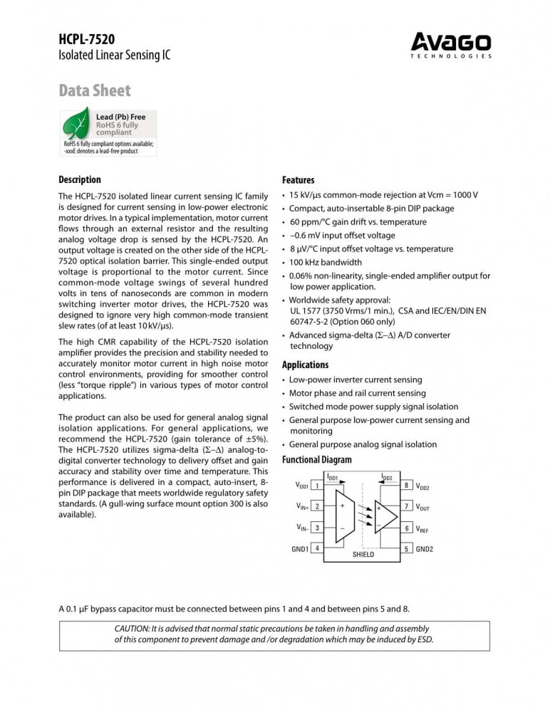 HCPL-7520 datasheet page 1