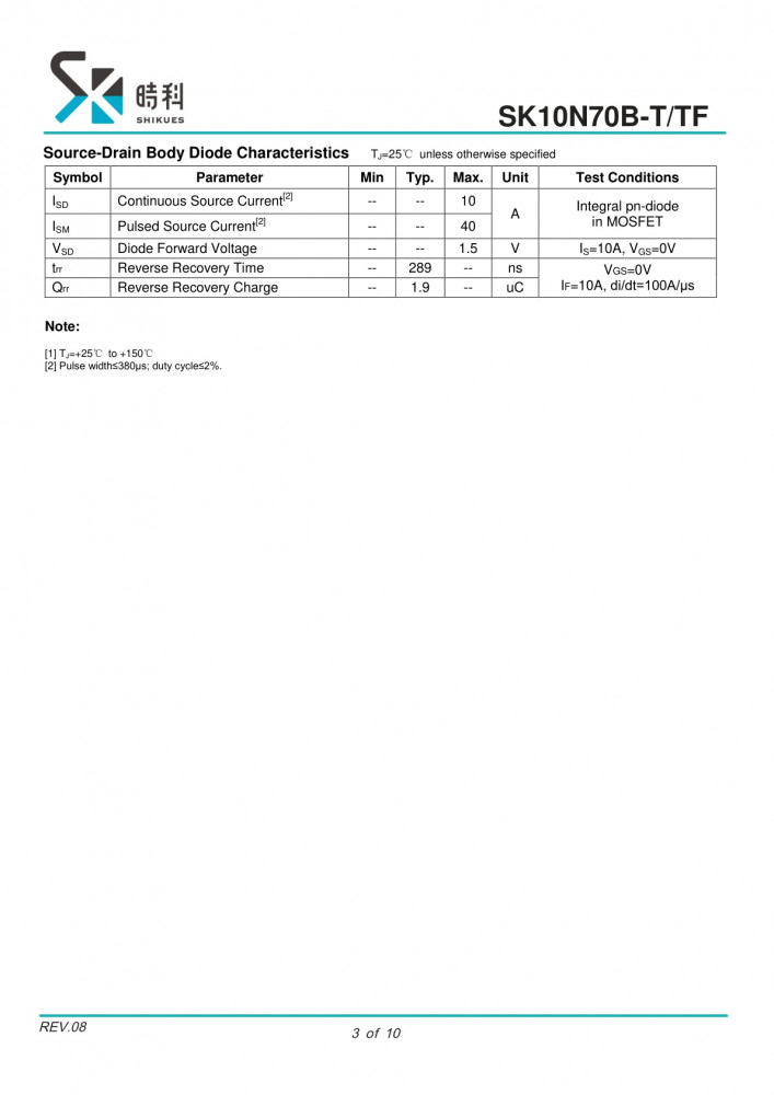 SK10N70B-TF datasheet page 3