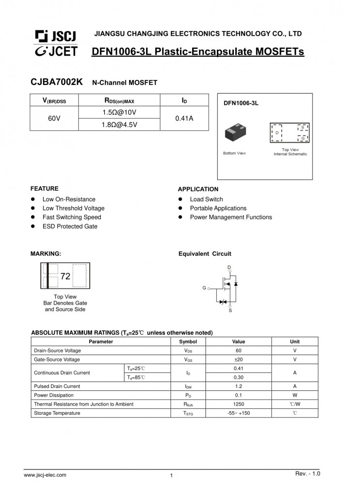 CJBA7002K datasheet page 1
