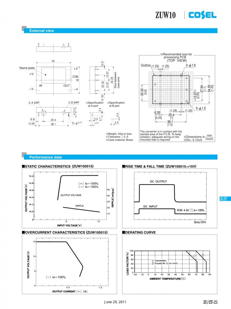 Cosel ZUW series datasheet page 8
