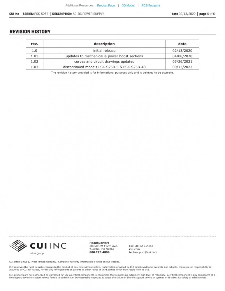 PSK-S25B datasheet page 6