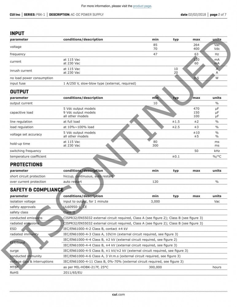 PBK-1 series datasheet page 2
