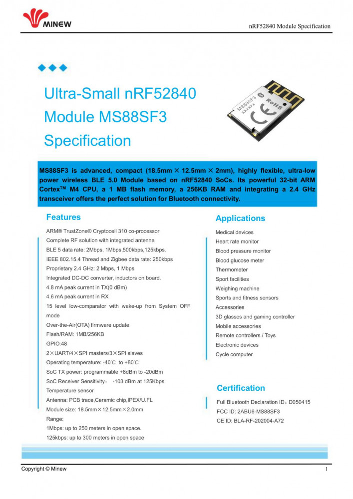MS88SF3 datasheet page 1