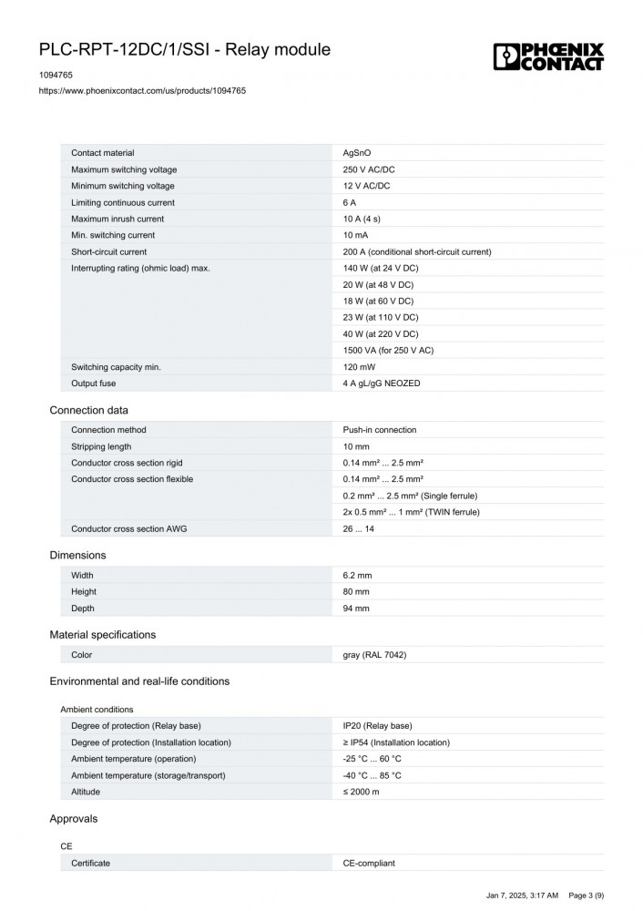 Phoenix Contact 1094765 technical document page 3