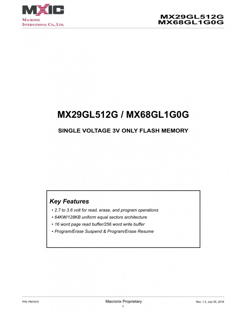 MXIC datasheet page 1